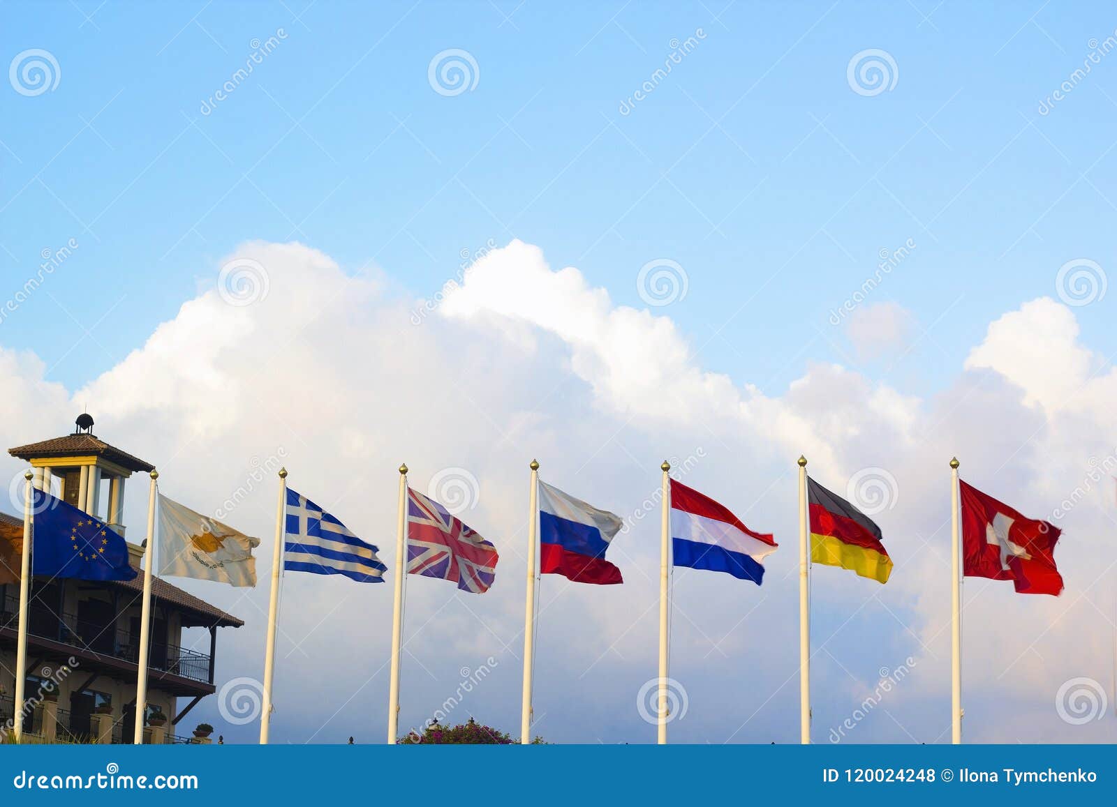 Flags of Different Countries Flapping in Wind Stock Photo - Image of ...