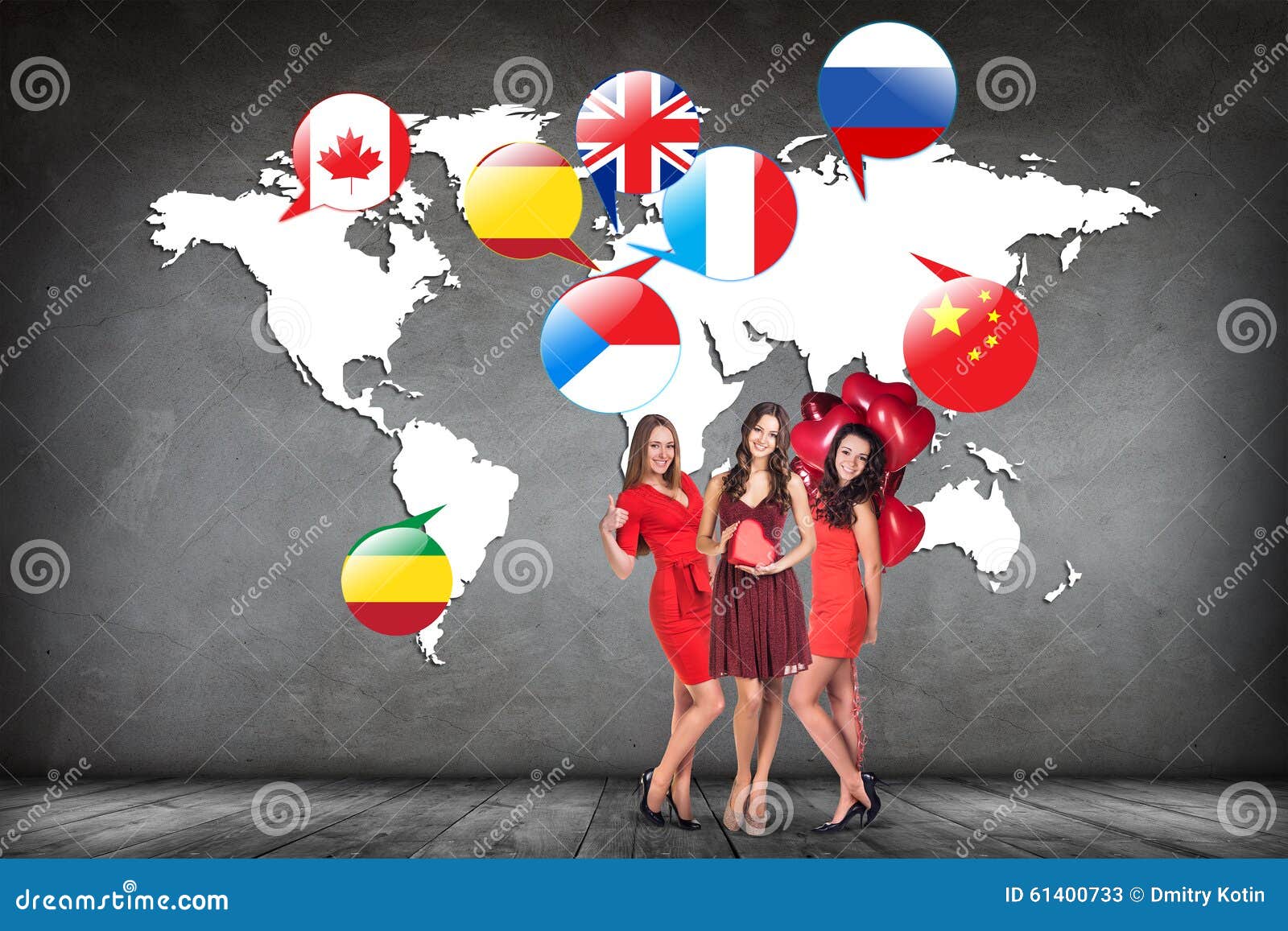 Flags of Different Countries on the White Map. Stock Image - Image of ...