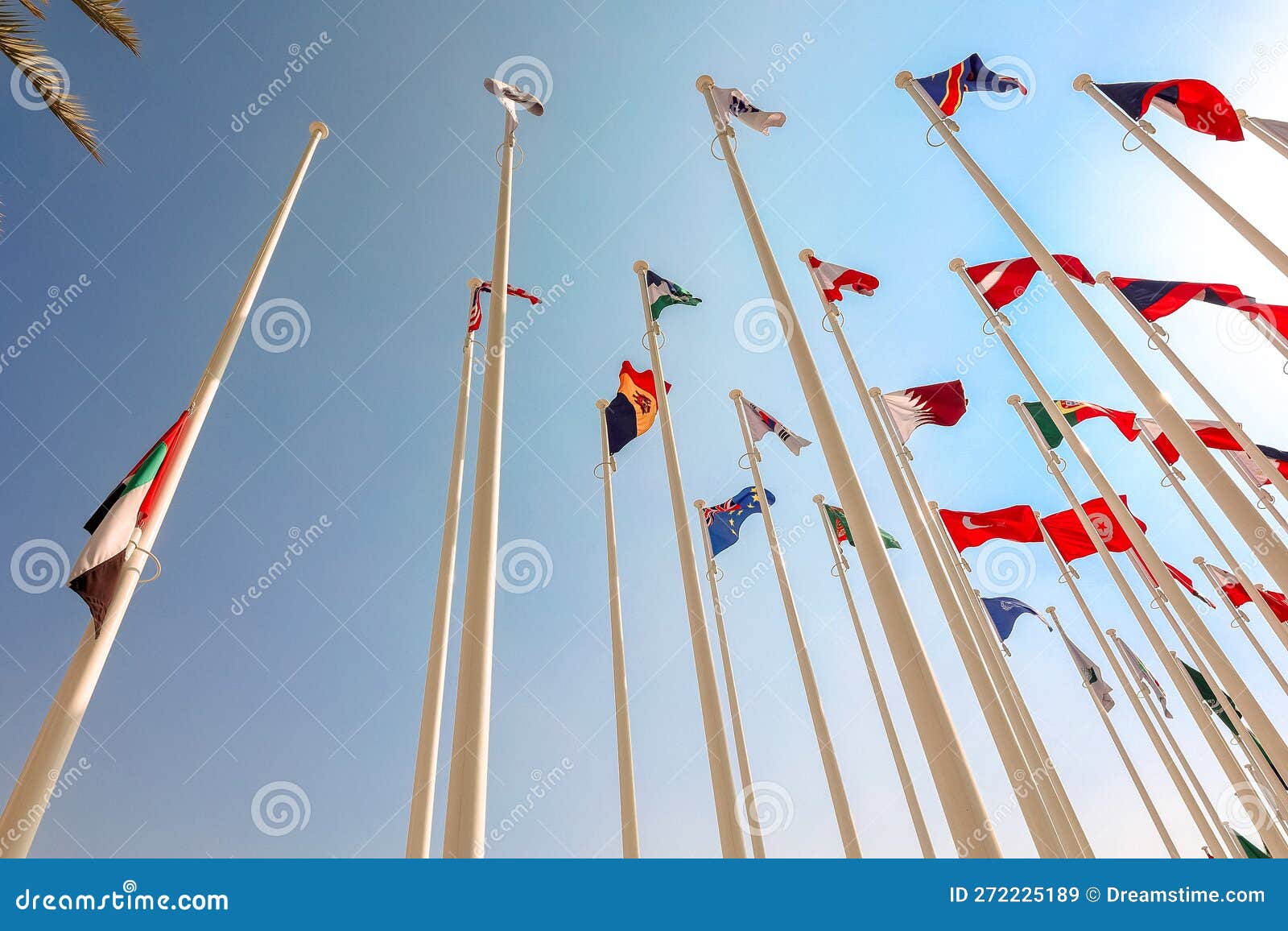 Flags of Different Countries of World Flutters in Wind Background of ...