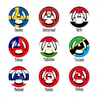 Flags of Different Countries of the World in the Form of a Sign of ...