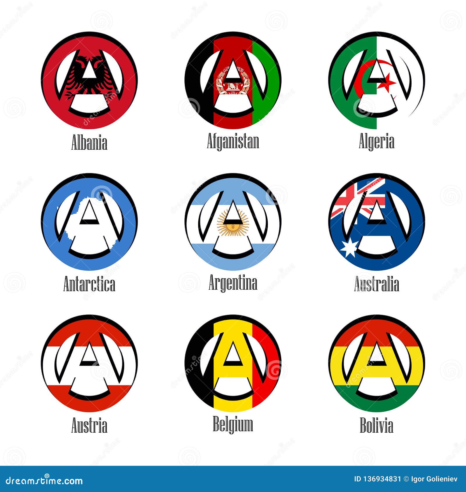 Flags of Different Countries of the World in the Form of a Sign of ...