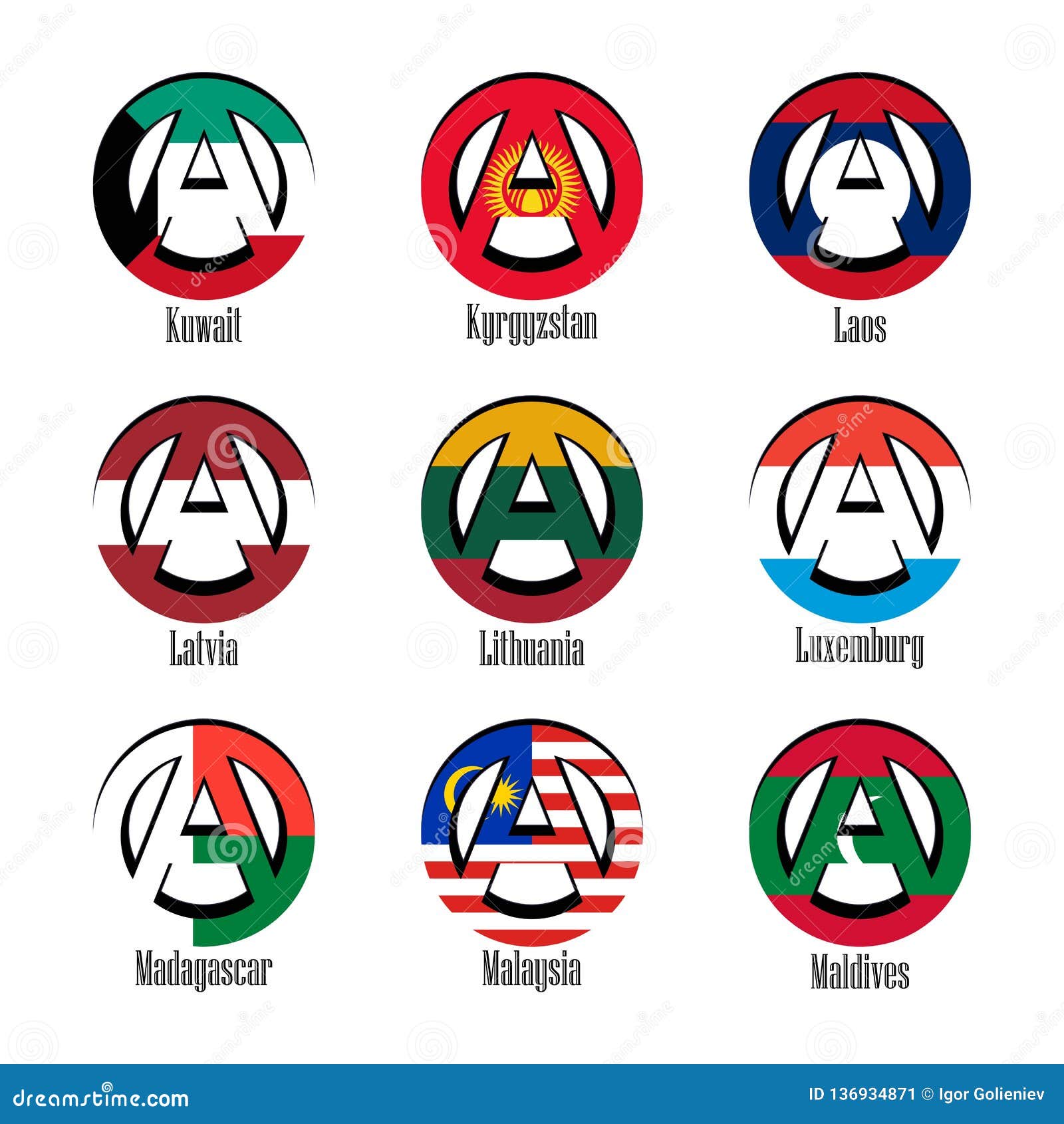 Flags of Different Countries of the World in the Form of a Sign of ...