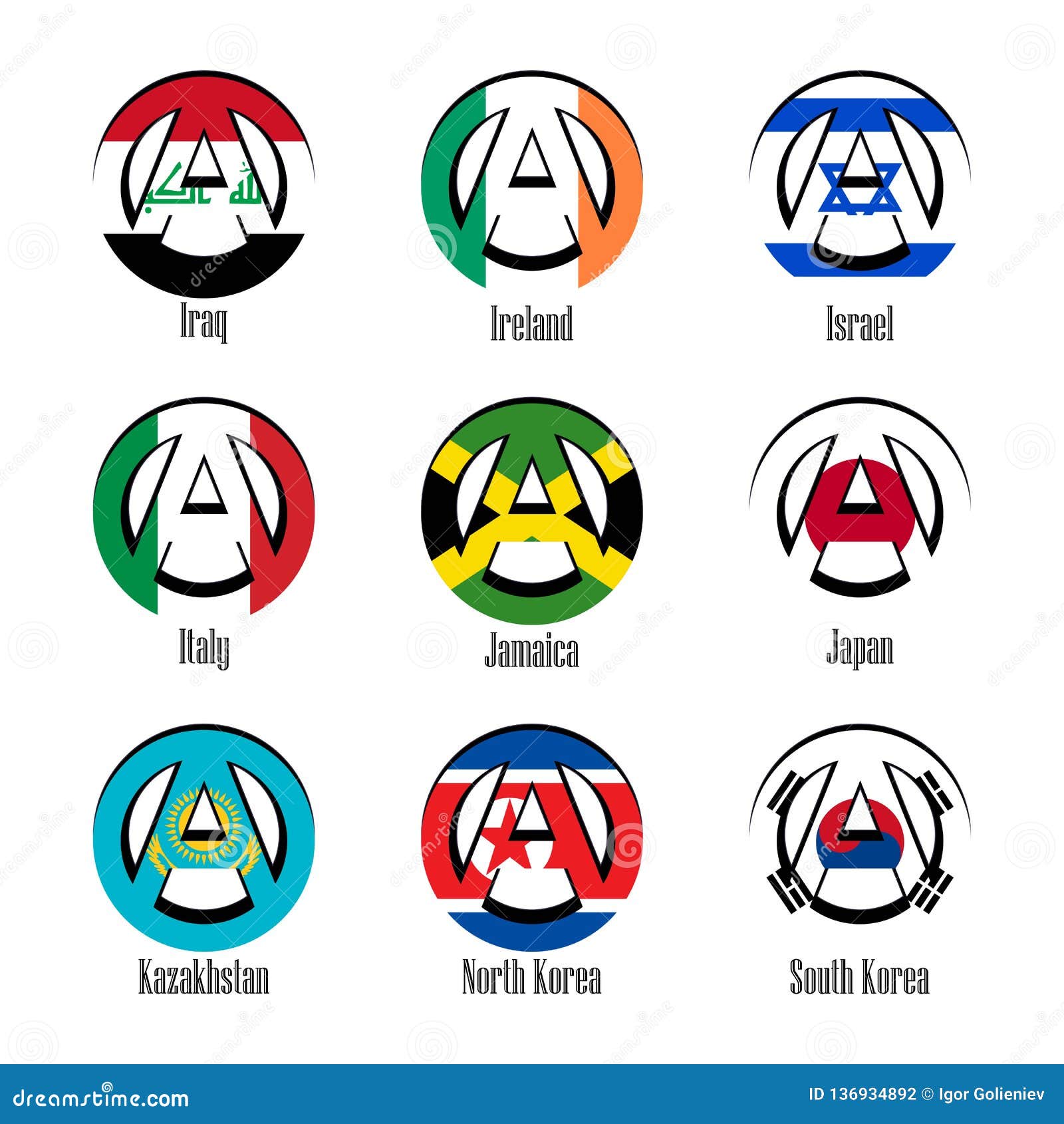 Flags of Different Countries of the World in the Form of a Sign of ...