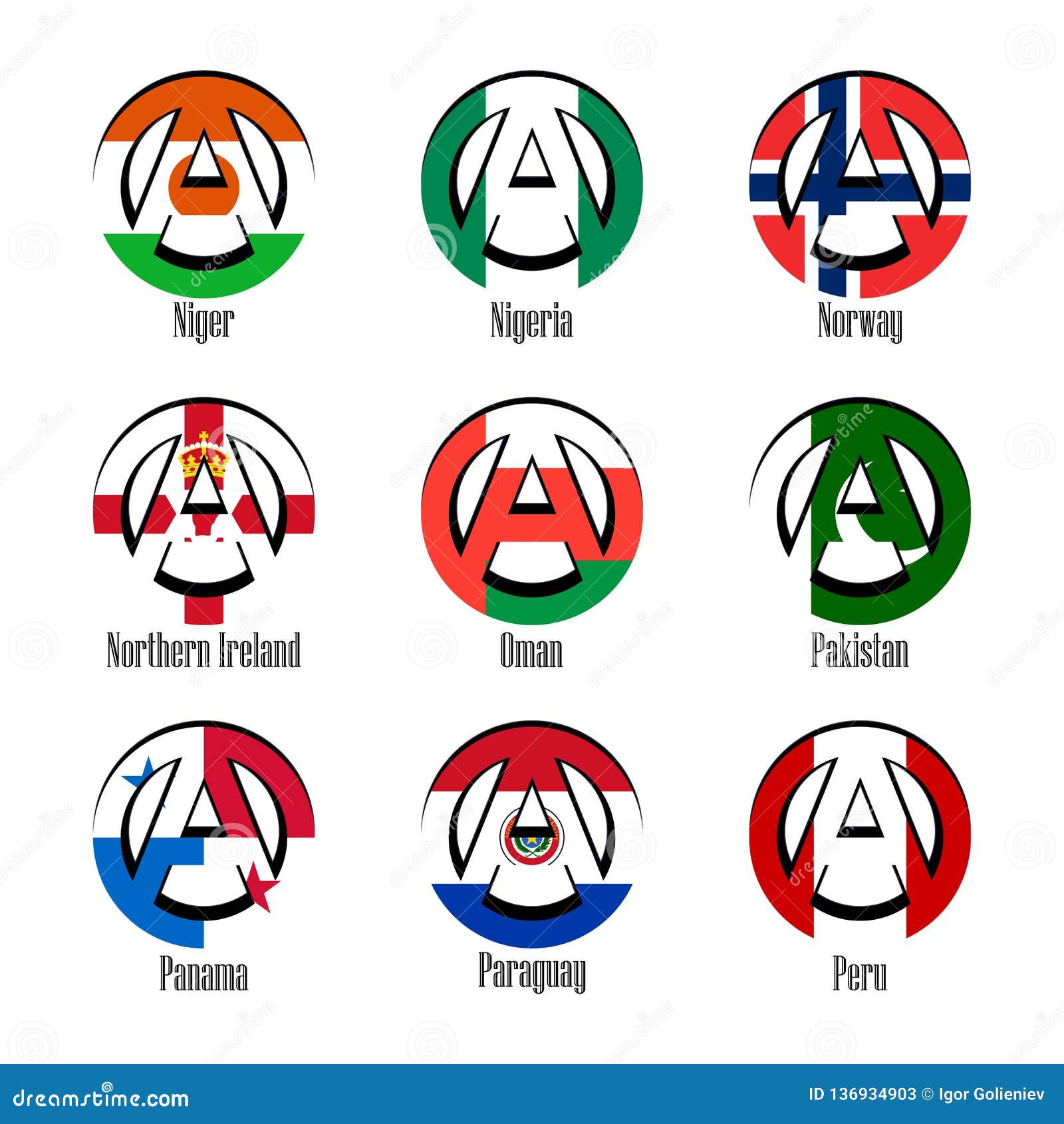 Flags of Different Countries of the World in the Form of a Sign of ...