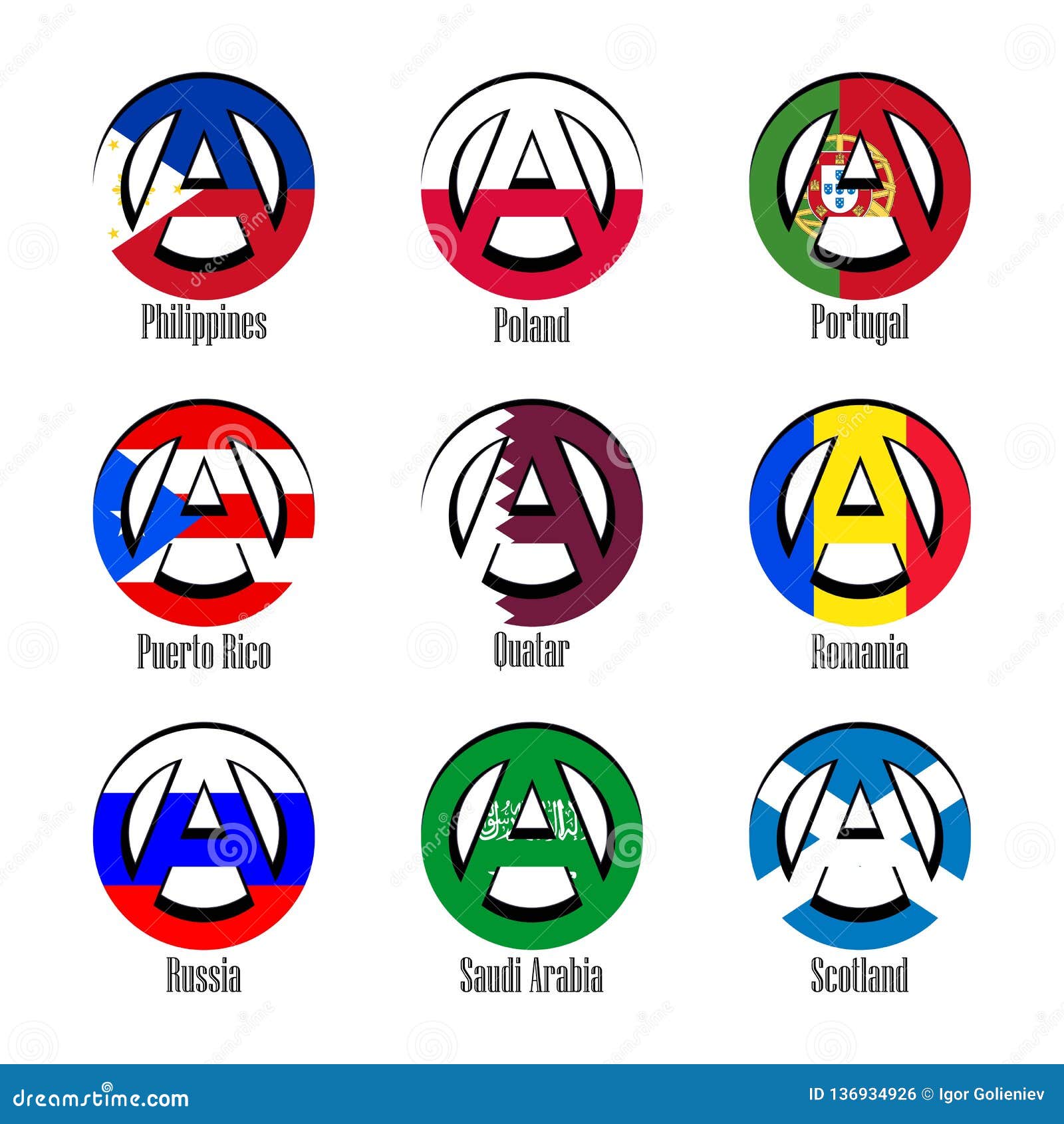 Flags of Different Countries of the World in the Form of a Sign of ...