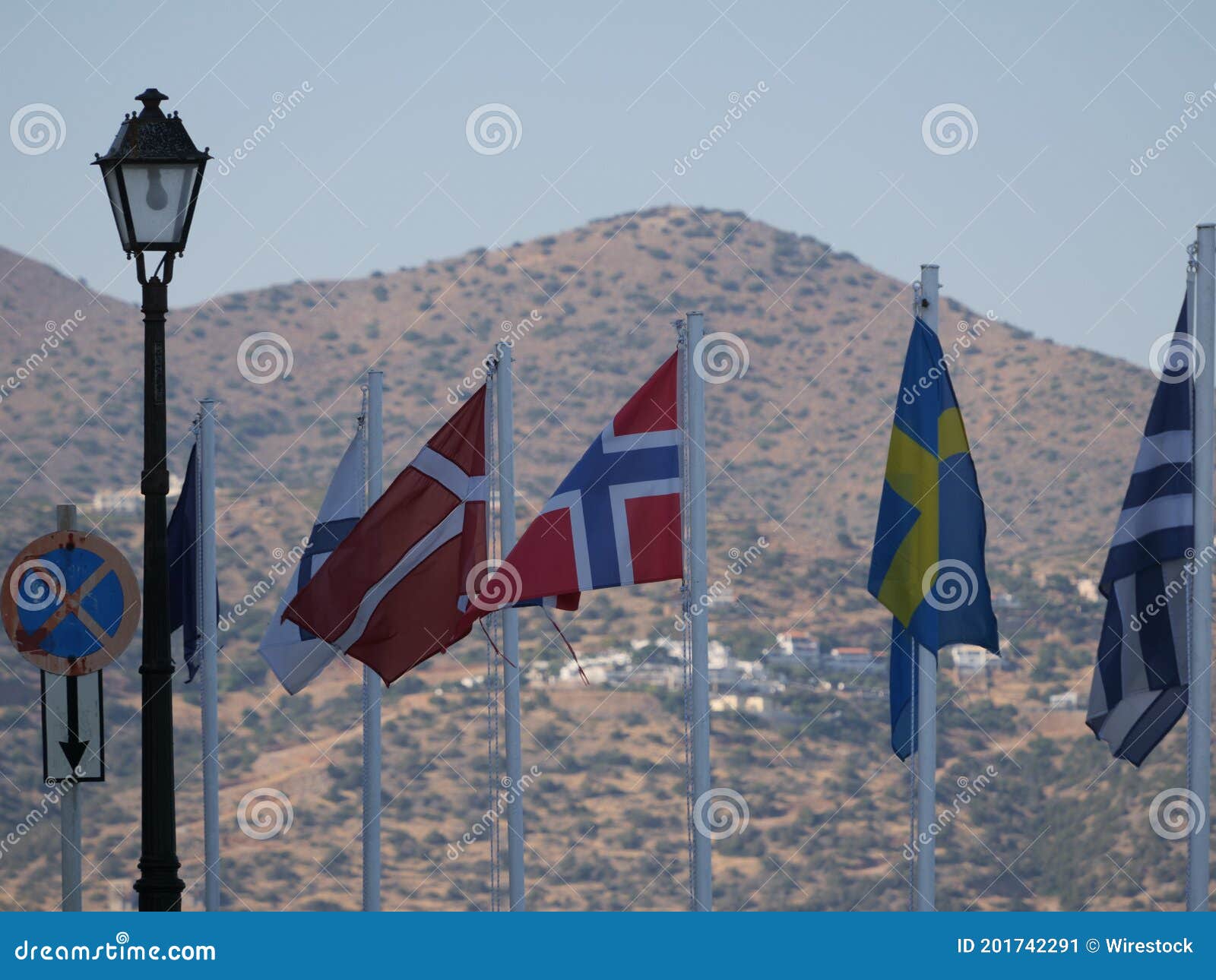 Flags of Different Nations in Crete, Greece Stock Image - Image of ...