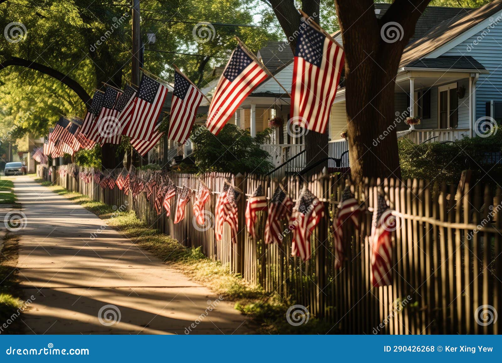 Flags Draped Over Fences stock illustration. Illustration of blue ...