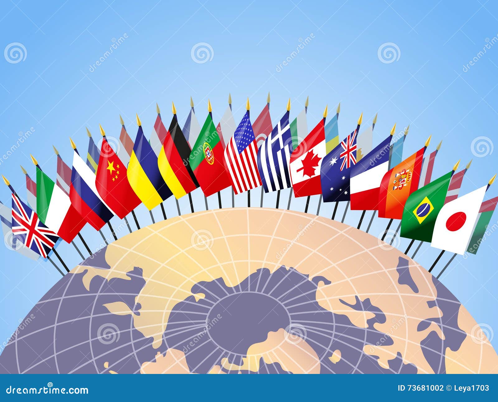 Flags and the earth stock vector. Illustration of canada - 73681002