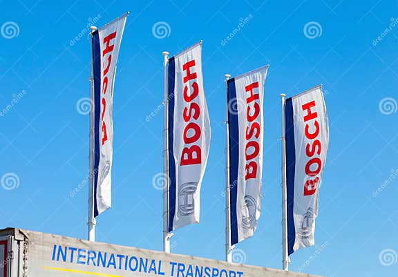 Flags with Emblem Bosch Against the Blue Sky Editorial Stock Image ...