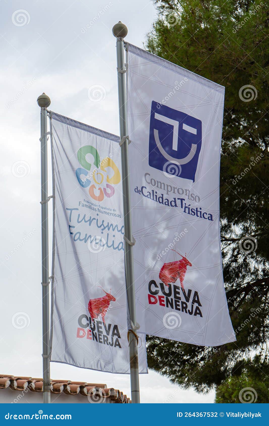 Flags on Entrance into the Famous Nerja Caves in Nerja, Spain on ...