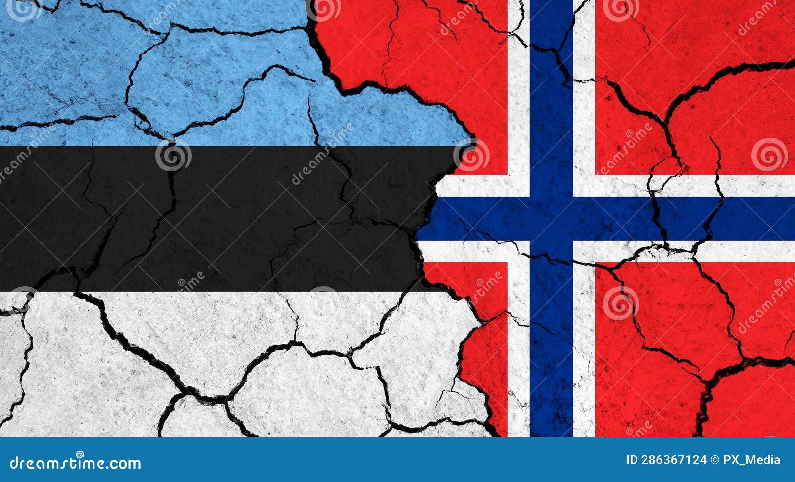 Flags of Estonia and Norway on Cracked Surface Stock Illustration ...
