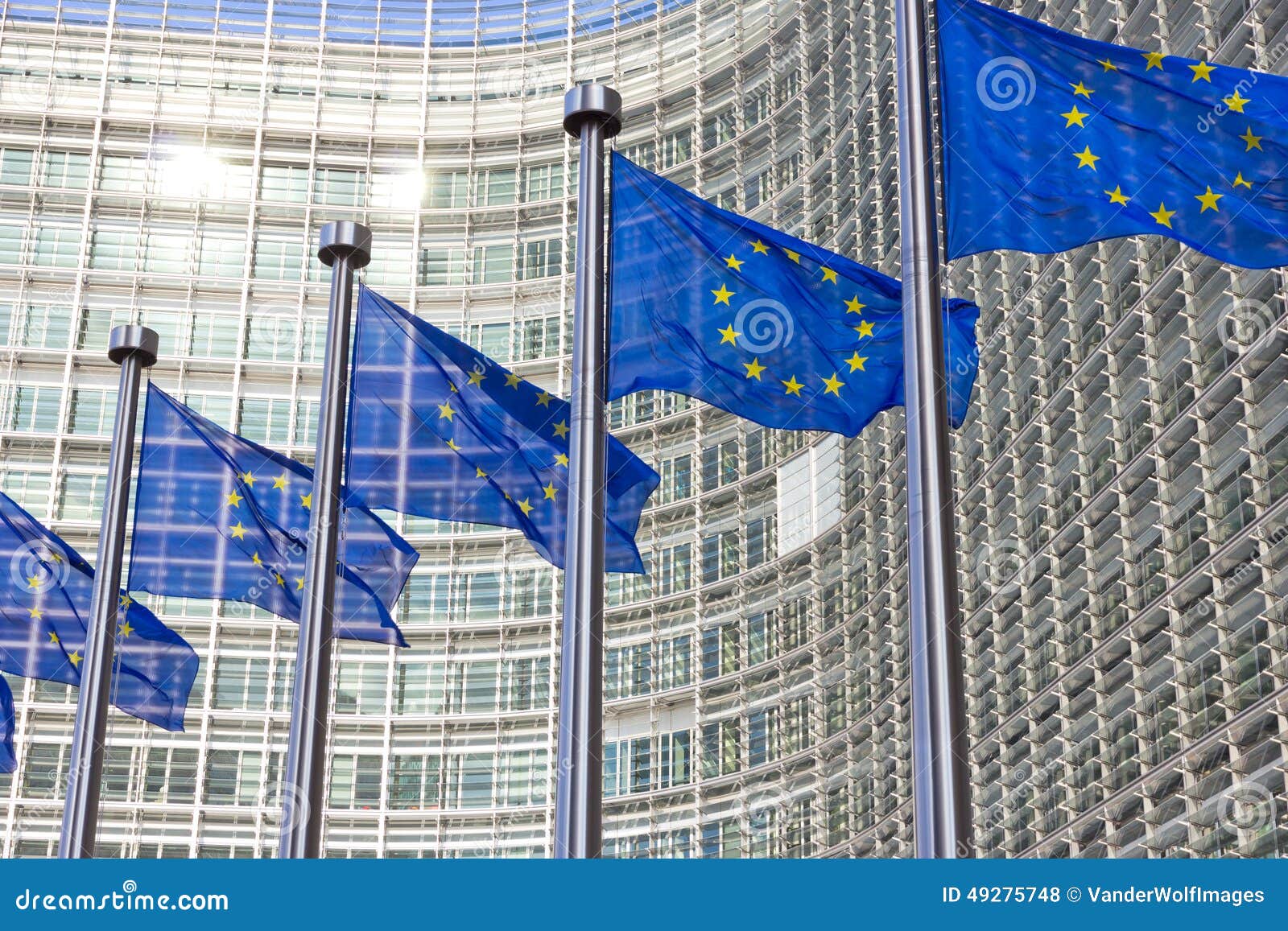 Flags EU Commission Building Stock Photo - Image of parliament ...