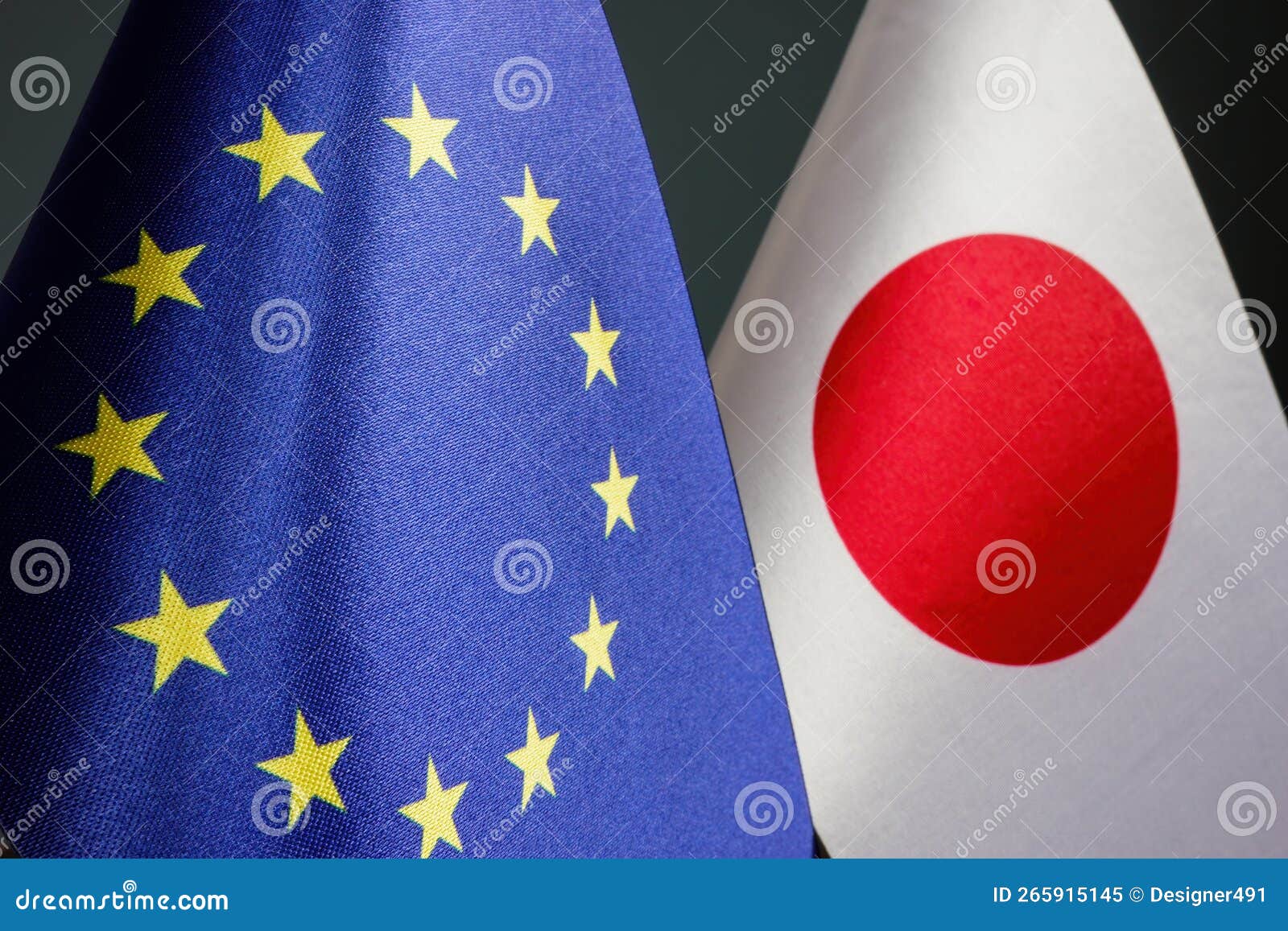 The Flags of the EU and Japan are Side by Side As a Concept of Trade ...