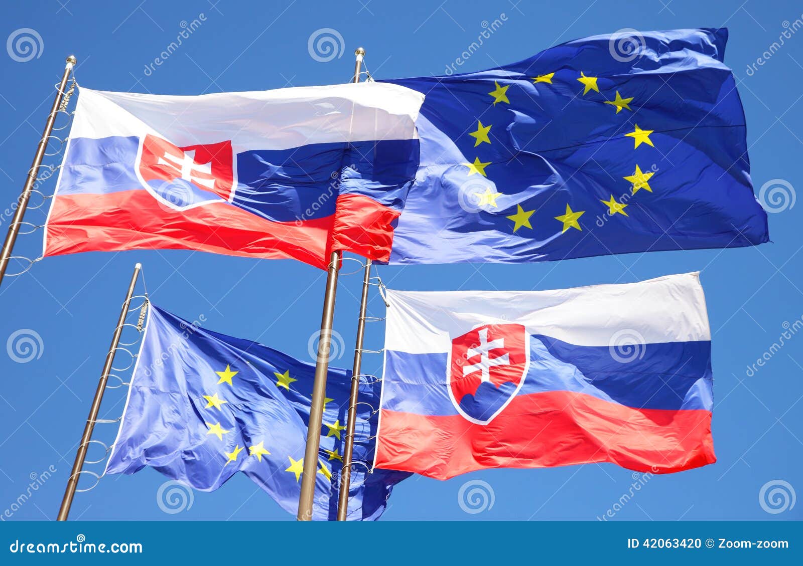 Flags of EU and Slovakia stock photo. Image of parliament - 42063420
