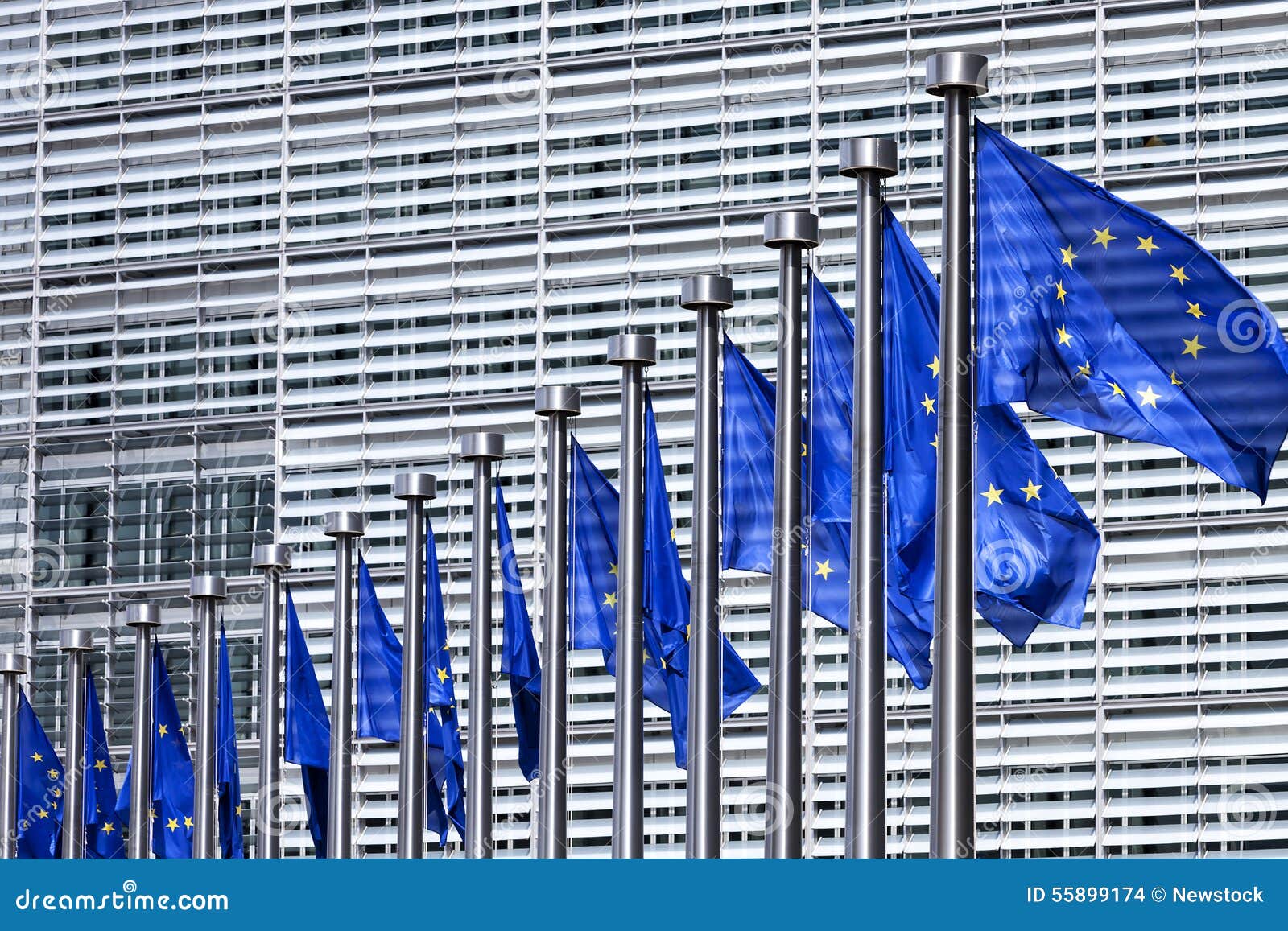 Flags at European Commission in Brussels Stock Photo - Image of belgium ...