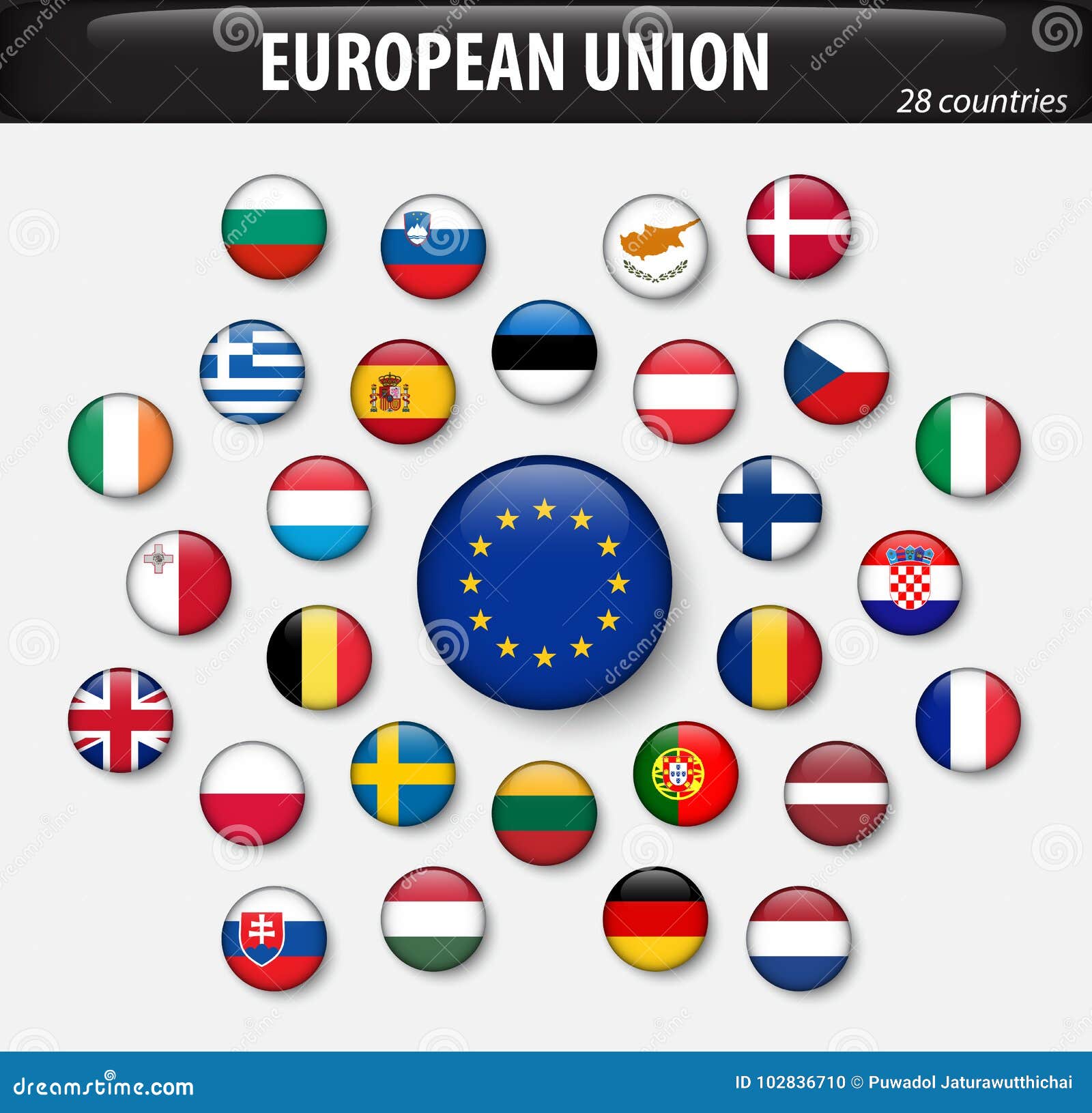 Flags of European Union and Members Stock Vector - Illustration of ...