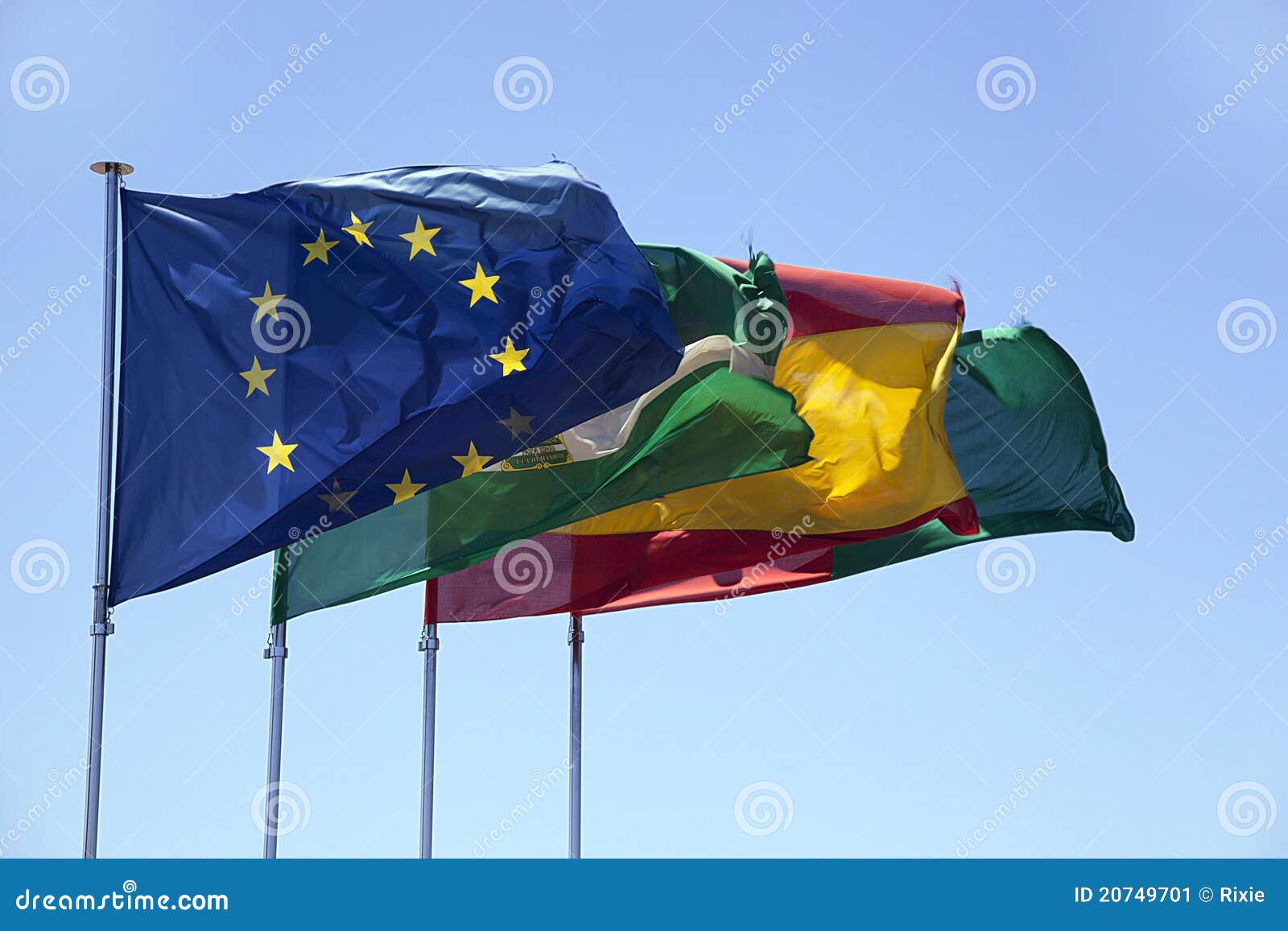 Flags fluttering stock image. Image of granada, mediterranean - 20749701