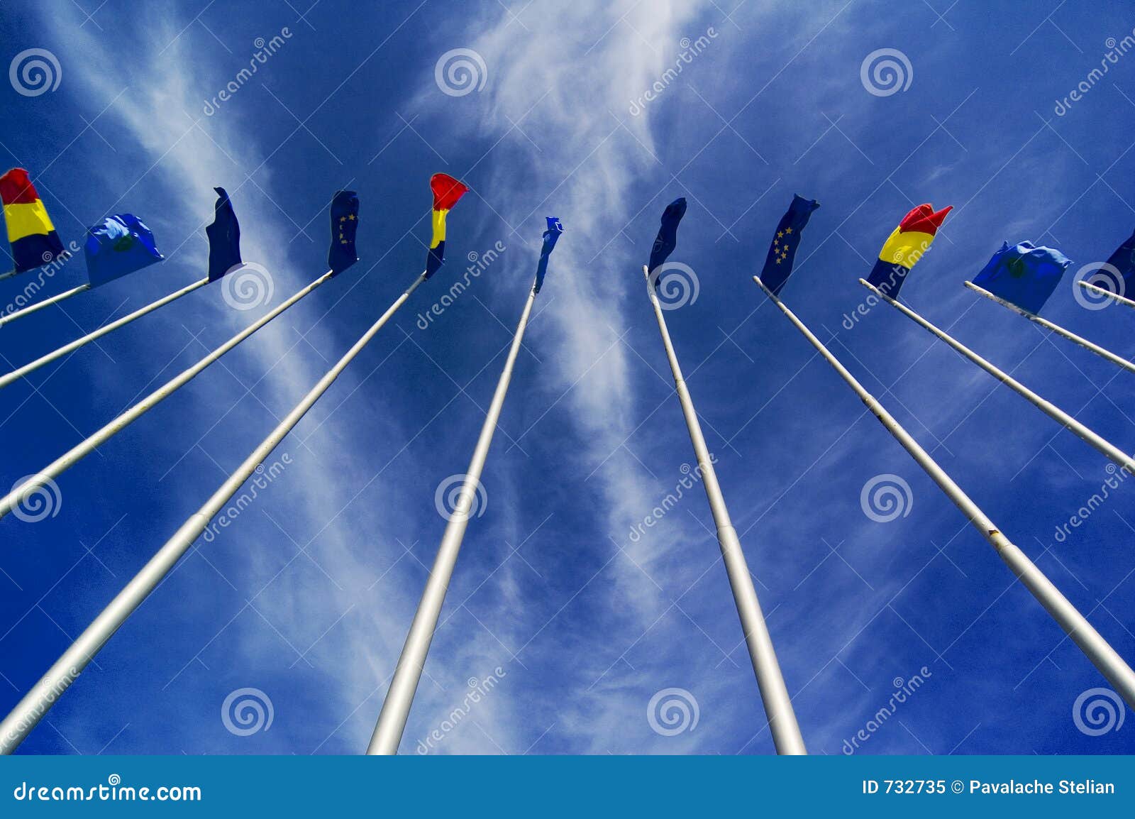Flags flying in the breeze stock image. Image of nations - 732735