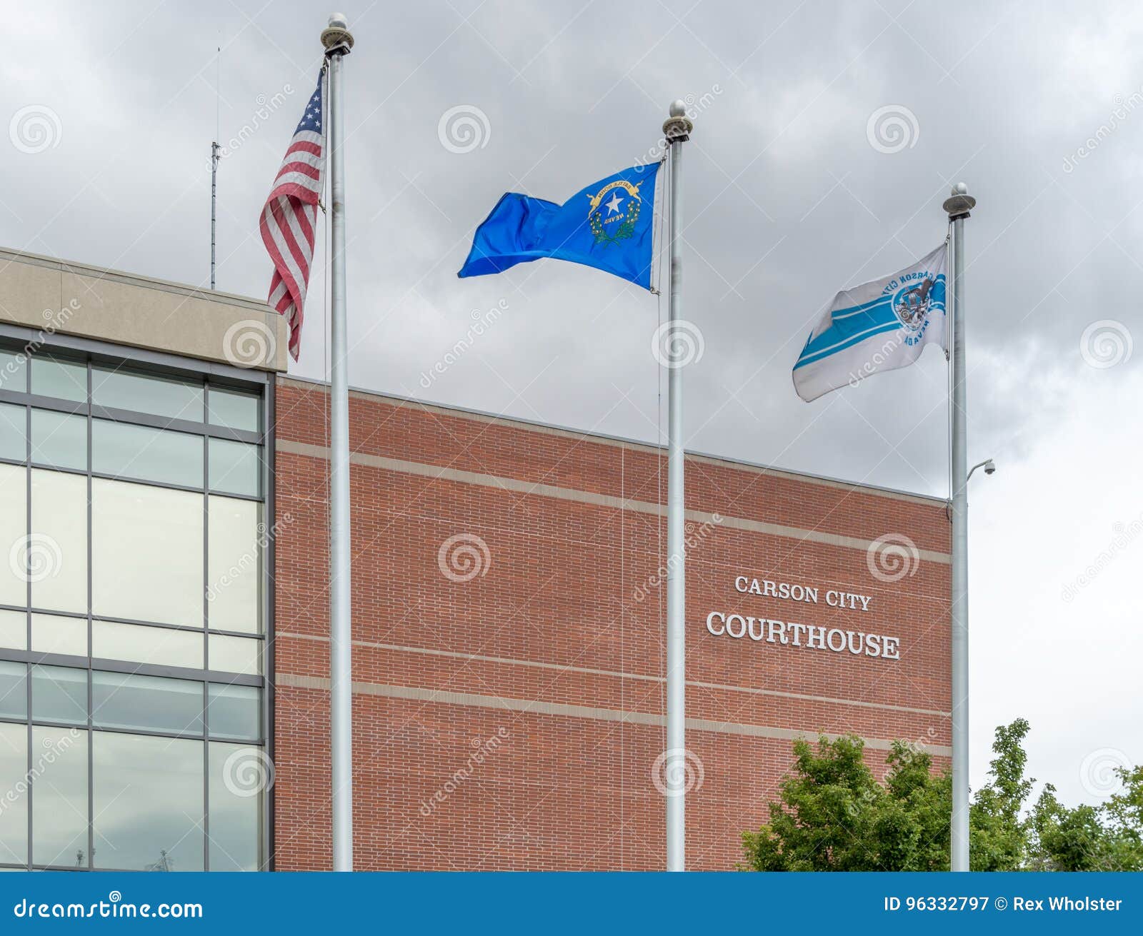 Flags Flying in Front of the Carson City Courthouse Editorial ...