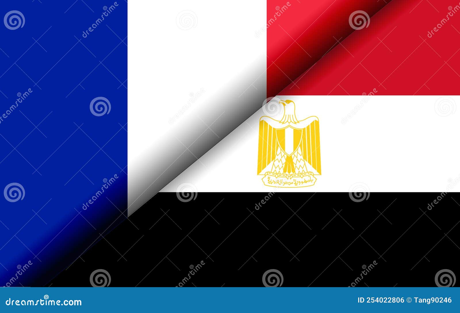 Flags of France and Egypt Divided Diagonally Stock Illustration ...