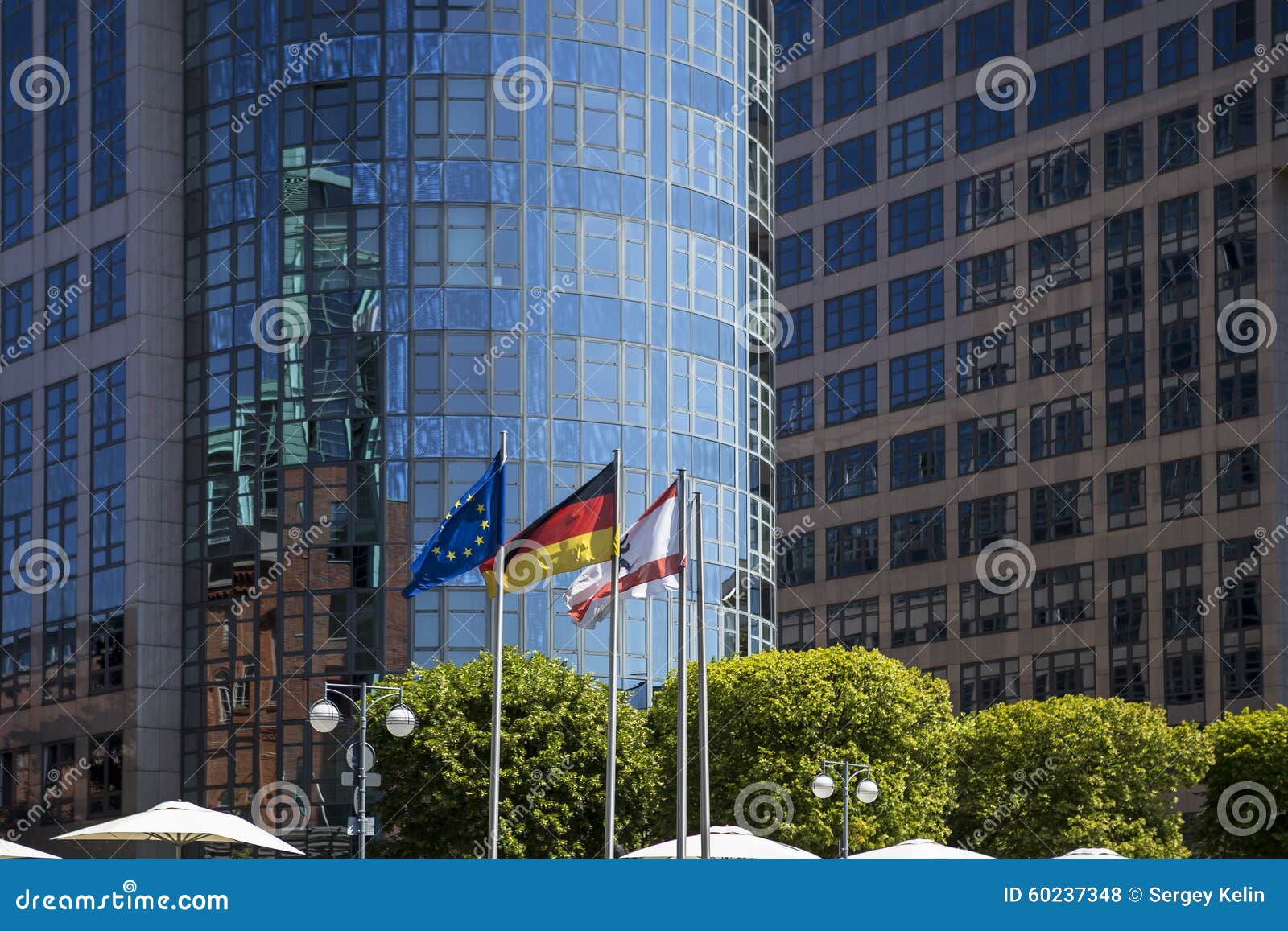 Flags in Front of Office Buildings in Berlin Stock Photo - Image of ...