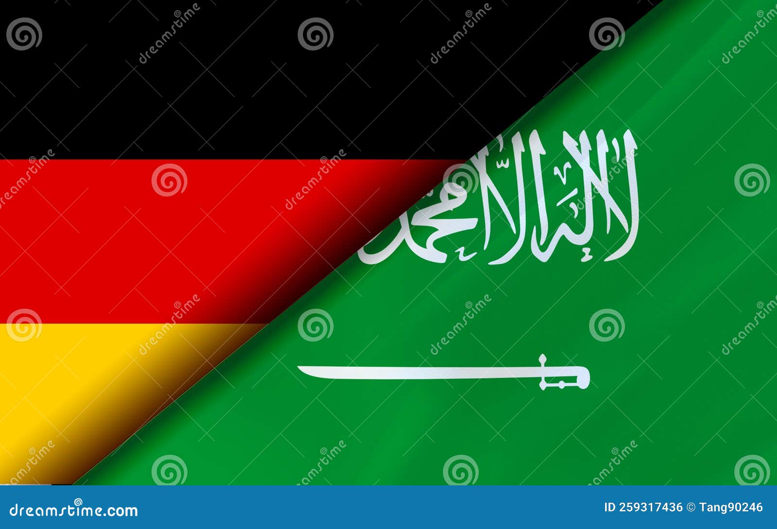 Flags of the German and Saudi Arabia Divided Diagonally Stock ...