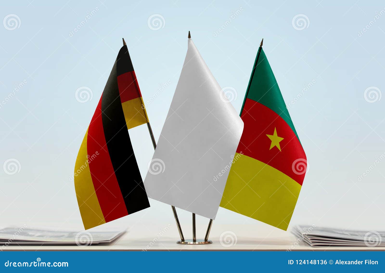Flags of Germany and Cameroon Stock Photo - Image of indoor, assembly ...