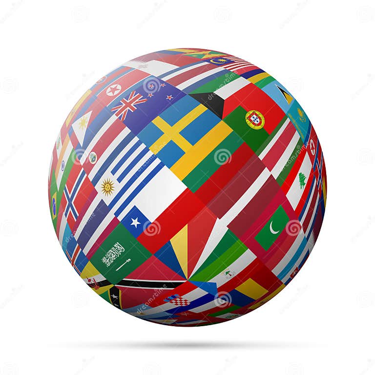 Flags Globe. 3D Vector Illustration Stock Vector - Illustration of ...