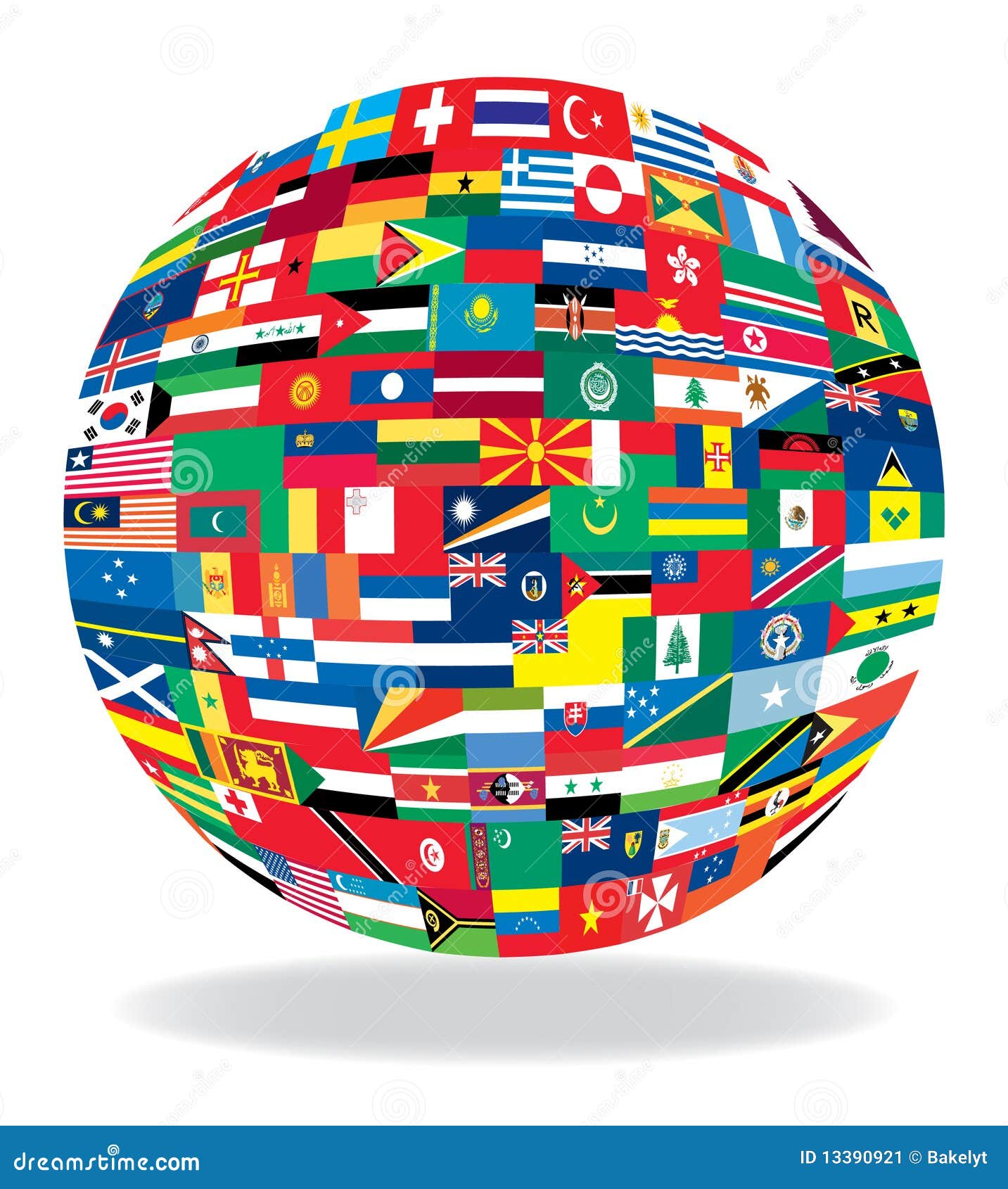 Flags in globe form stock vector. Illustration of concept - 13390921