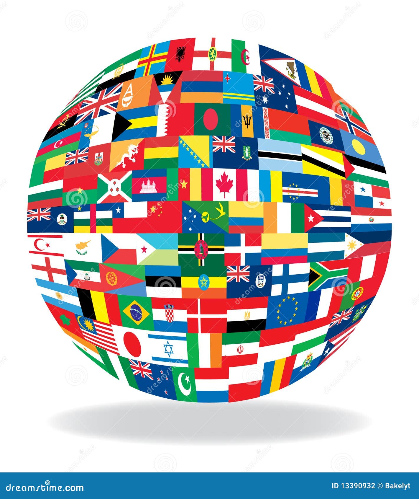Flags in globe form stock vector. Illustration of britain - 13390932