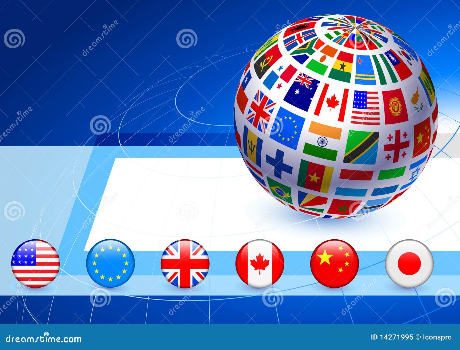 Flags Globe with Internet Buttons Stock Illustration - Illustration of ...