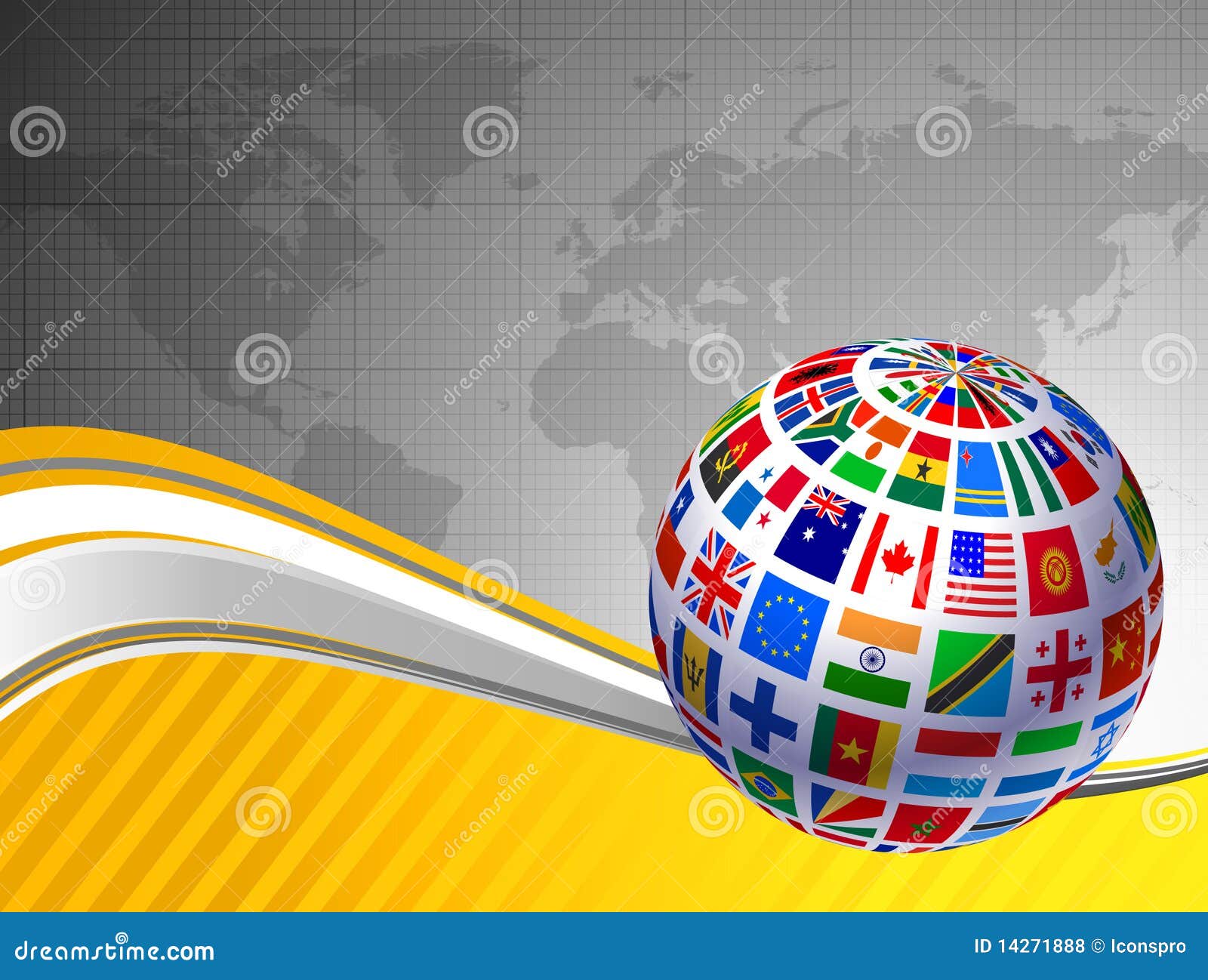 Flags Globe with World Map stock illustration. Illustration of design ...