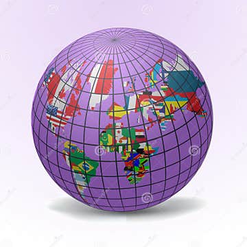 Flags Globe with World Map stock vector. Illustration of patriotism ...