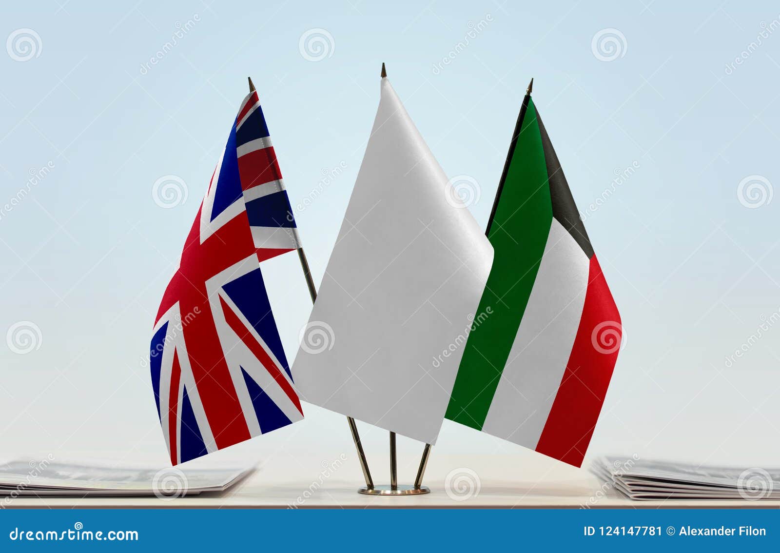 Flags of Great Britain and Kuwait Stock Image - Image of agreement ...