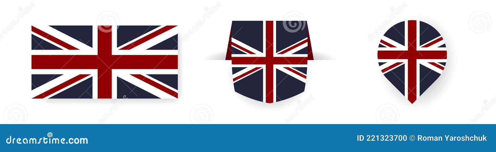 Flags of the Great Britain. Label, Point Icon and Simple Flag Stock ...