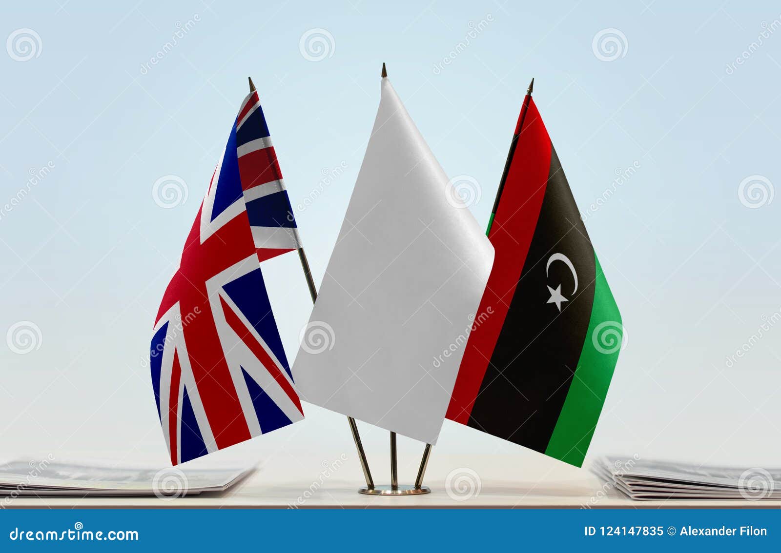 Flags of Great Britain and Libya Stock Image - Image of conference ...