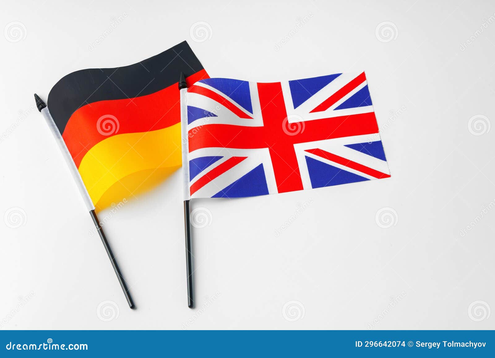 Flags of Great Britain and National Flag of Germany on White Stock ...
