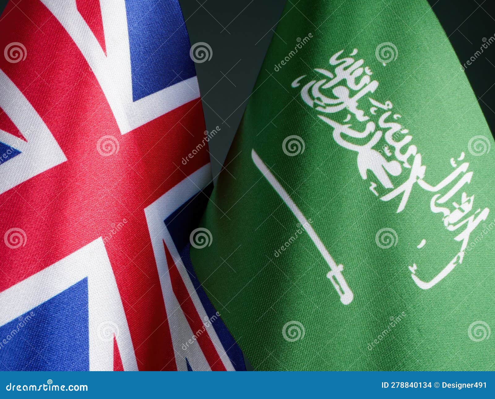 Flags of Great Britain and Saudi Arabia Side by Side. Stock Photo ...