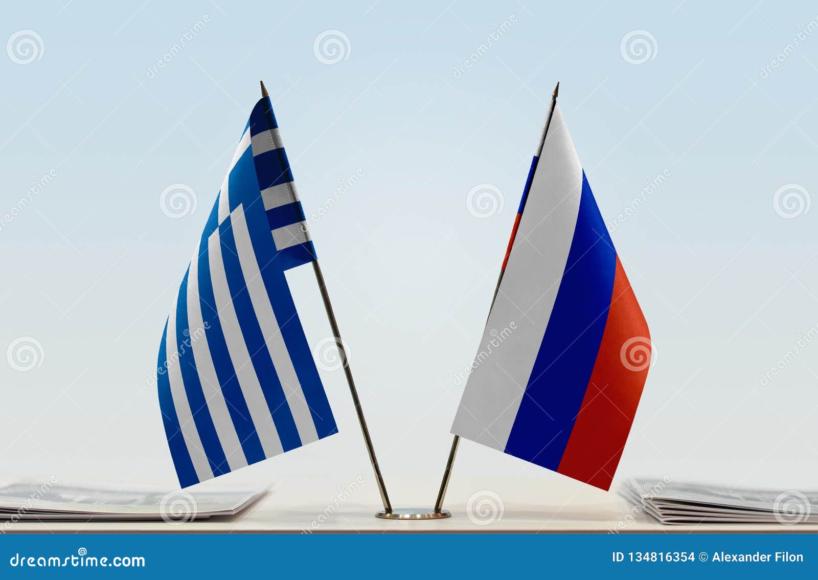 Flags of Greece and Russia stock illustration. Illustration of ...