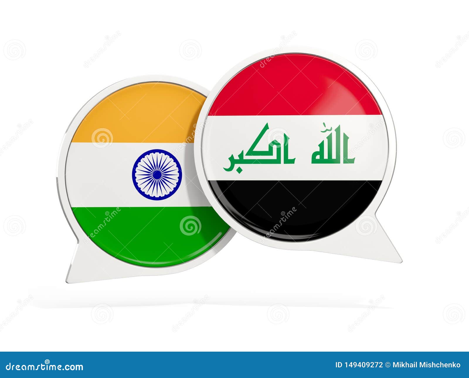 Flags of India and Iraq Inside Chat Bubbles Stock Illustration ...