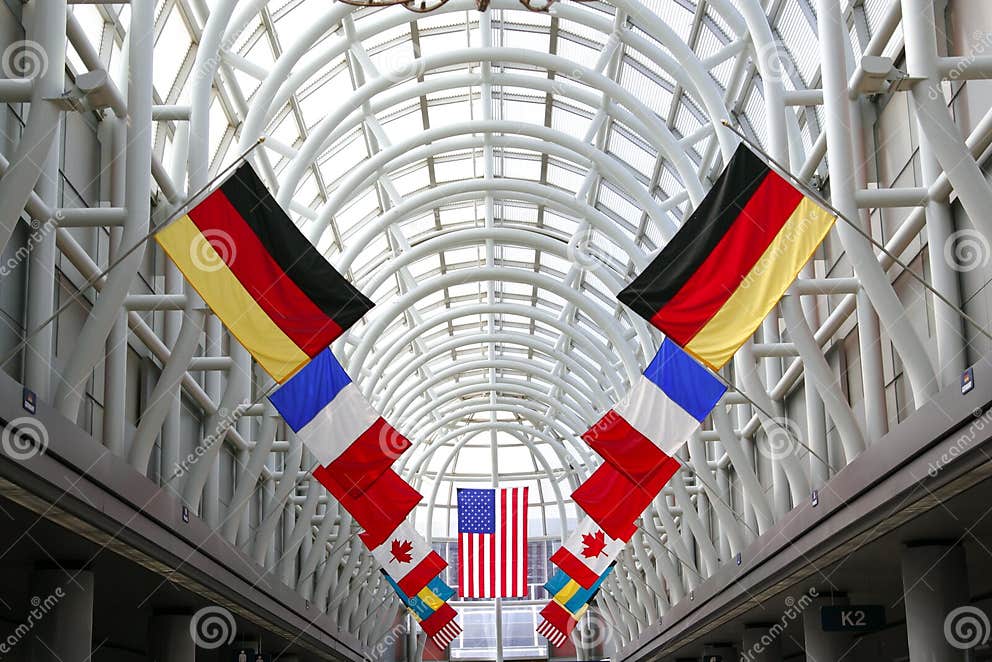 Flags in International Airport Stock Photo - Image of airline, flag ...