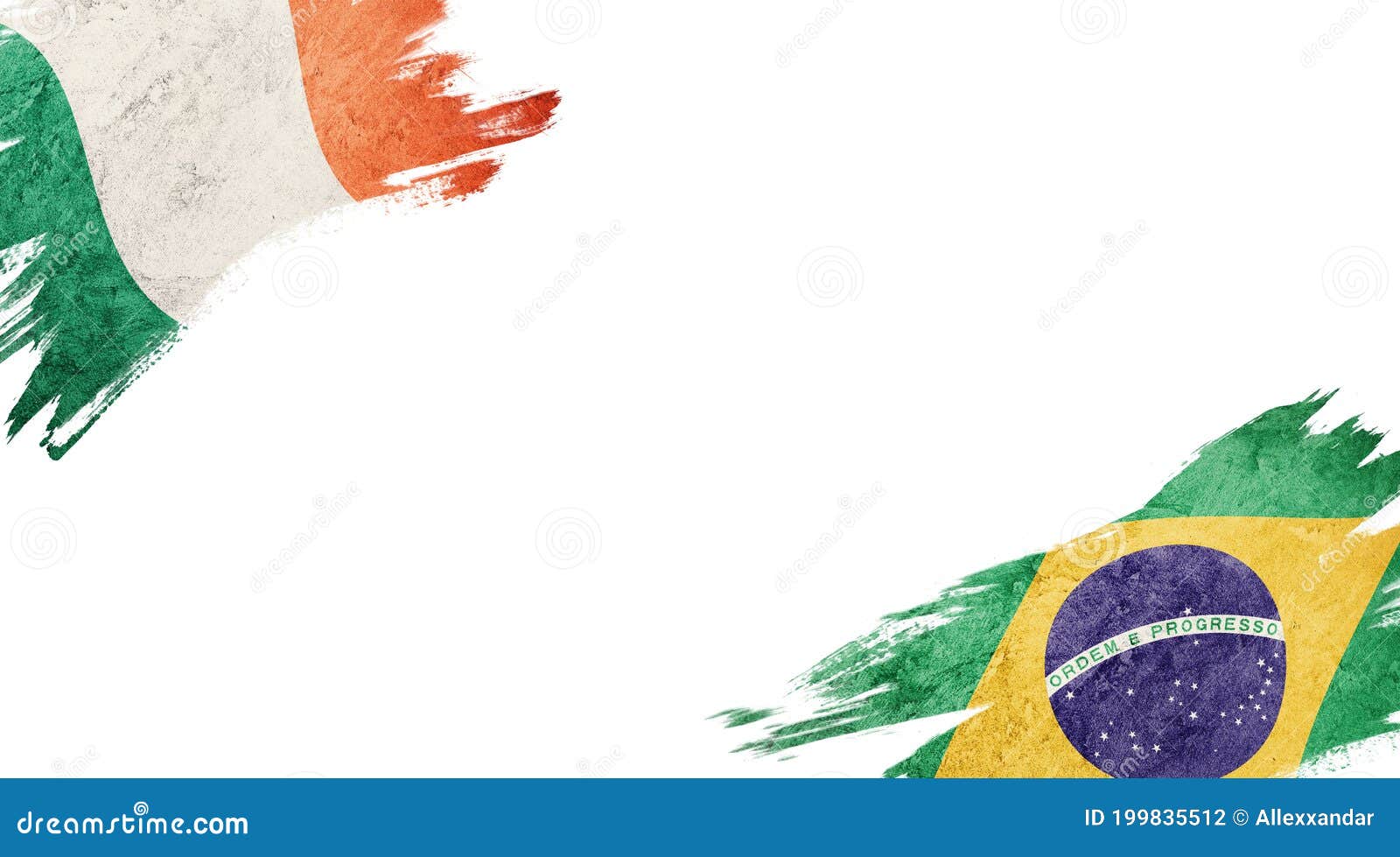 Flags of Ireland and Brazil on White Background Stock Photo - Image of ...