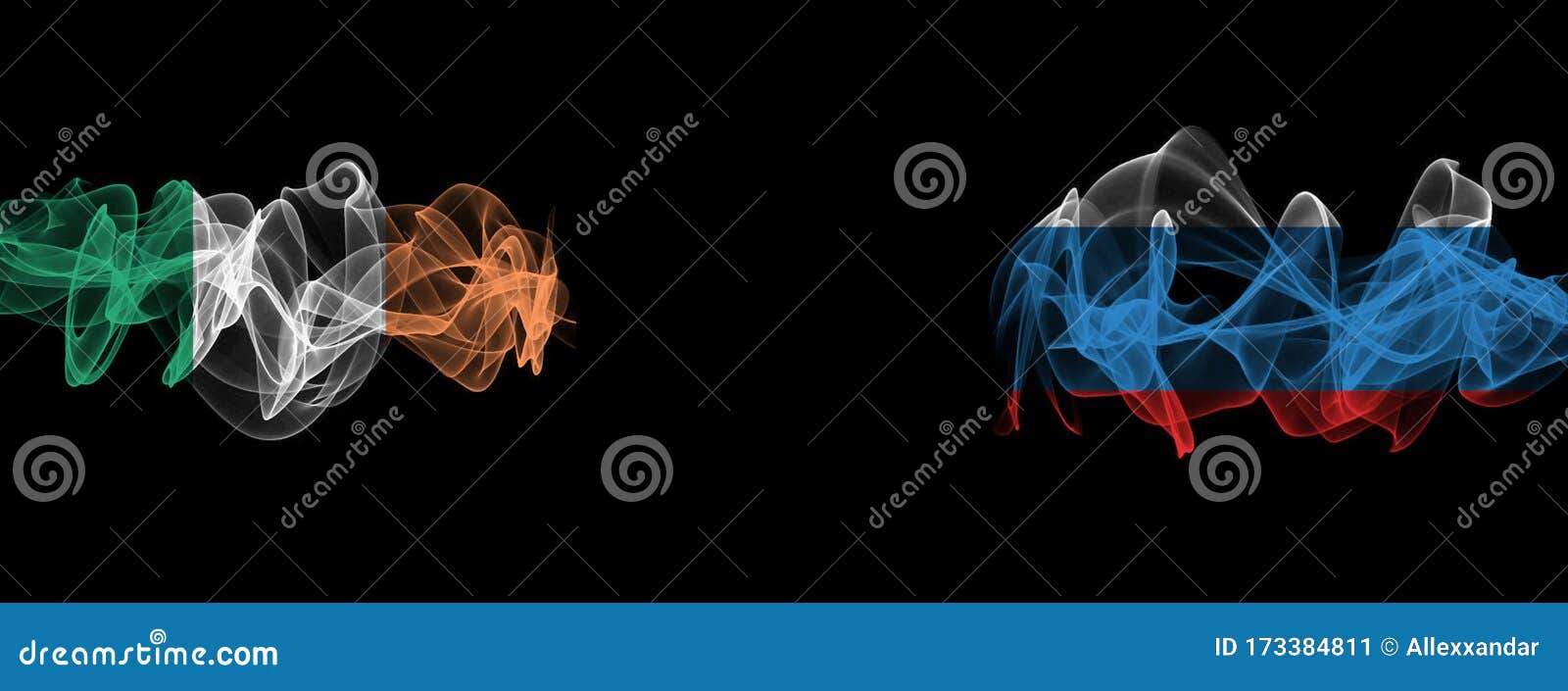 Flags Of Ireland And Russia On Black Background, Ireland Vs Russia ...