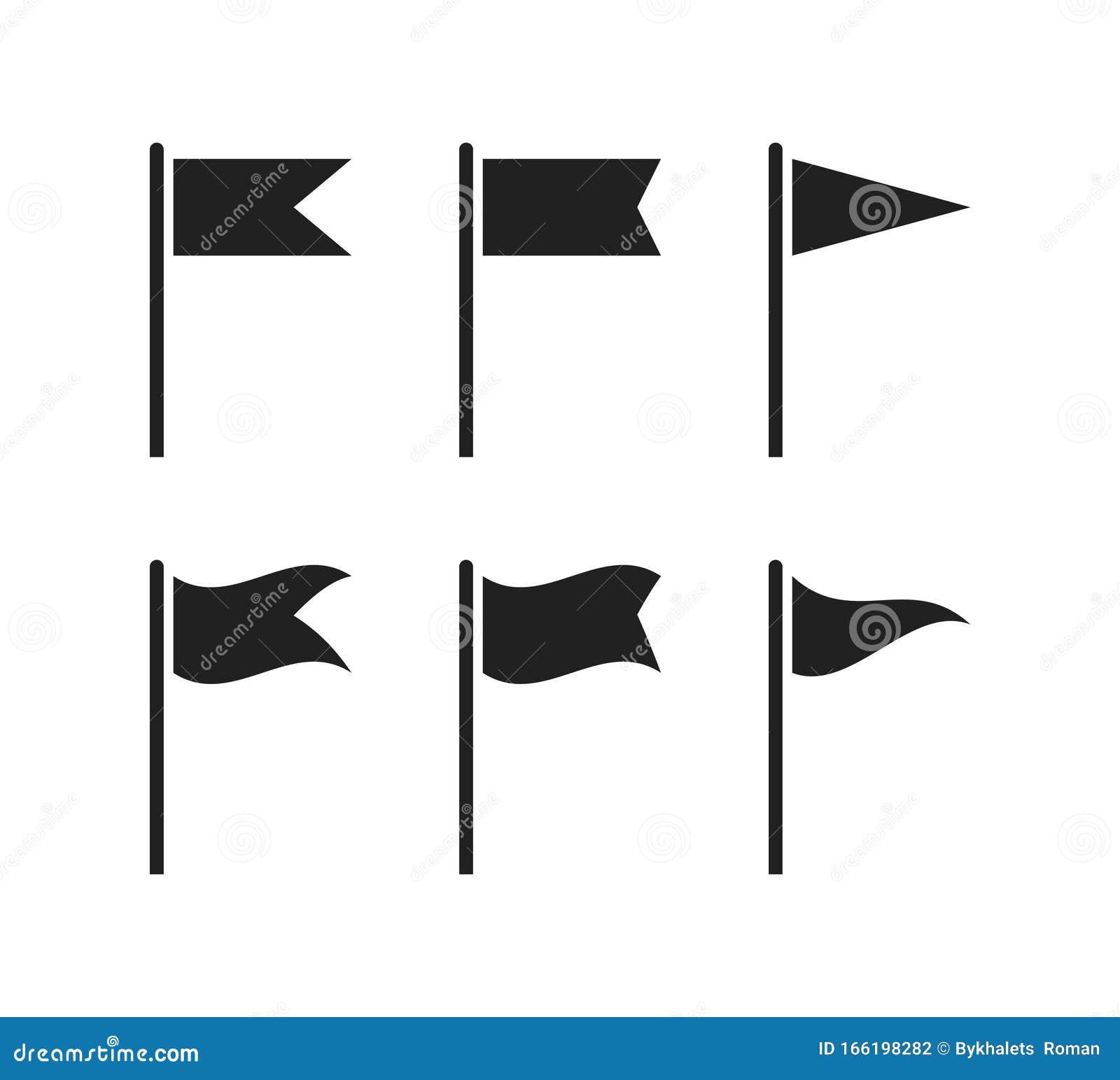 Flags Isolated Vector Icon. Set of Flat Vector Flags. Pennant Flag Set ...