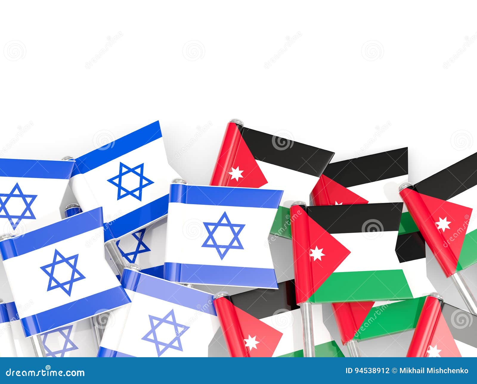 Flags of Israel and Jordan Isolated on White Stock Illustration ...