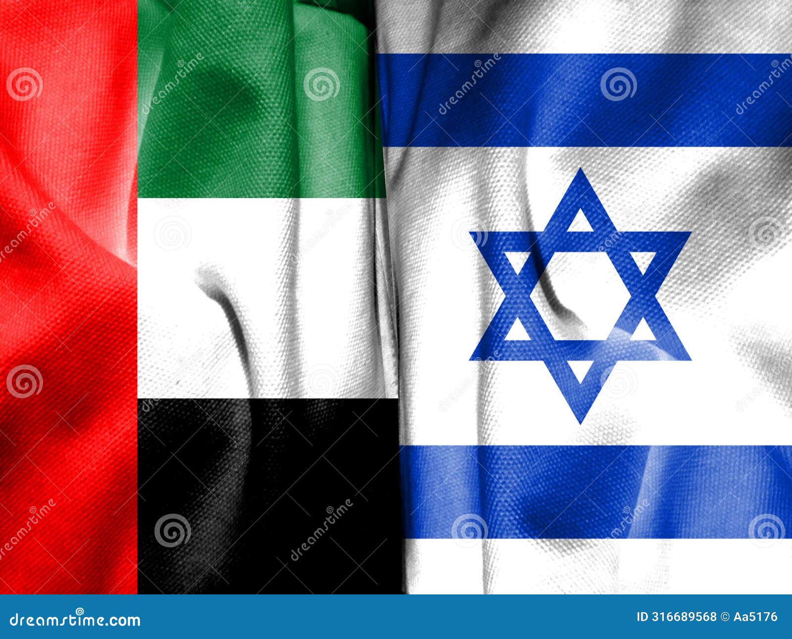 The Flags of Israel and UAE are Both Made of Texture. Stock Photo ...