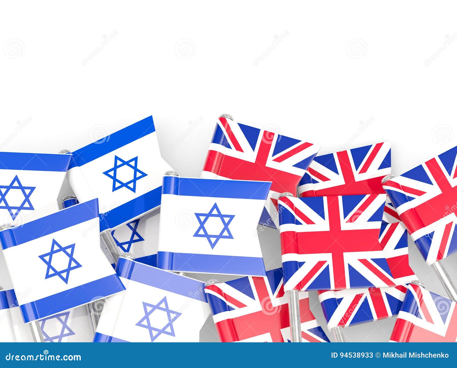 Flags of Israel and UK Isolated on White Stock Illustration ...