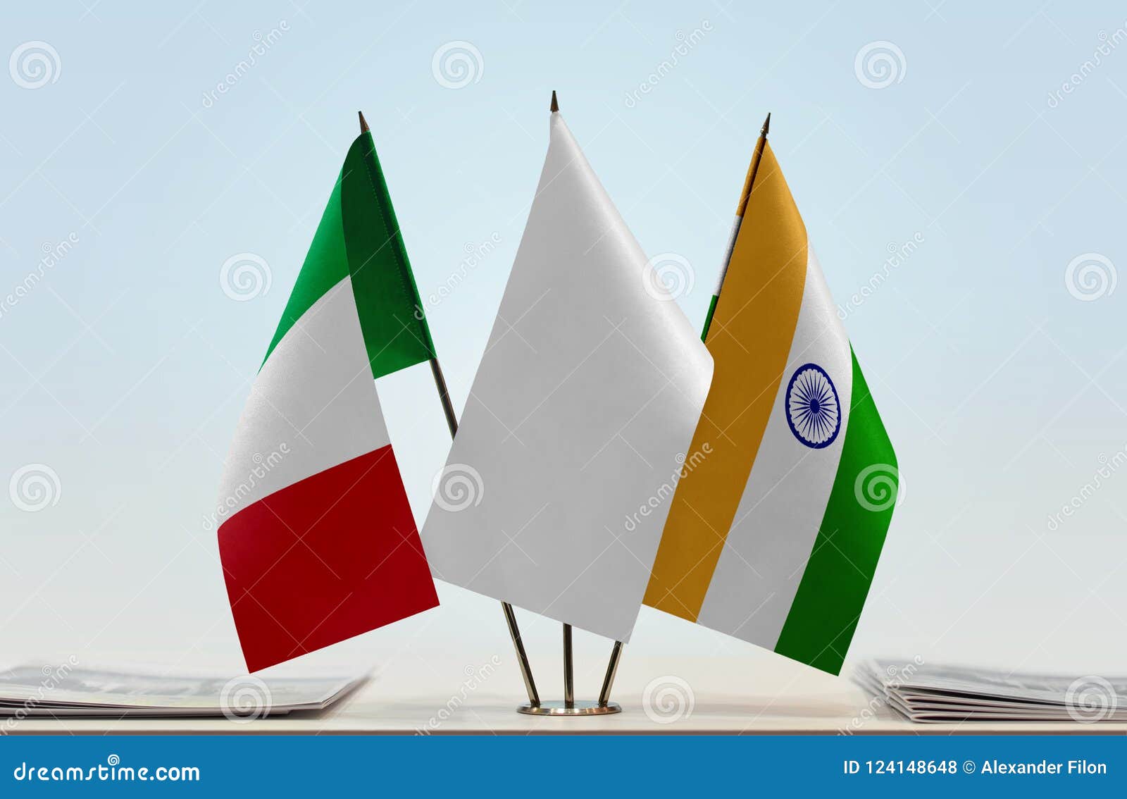 Flags of Italy and India stock photo. Image of delegation - 124148648