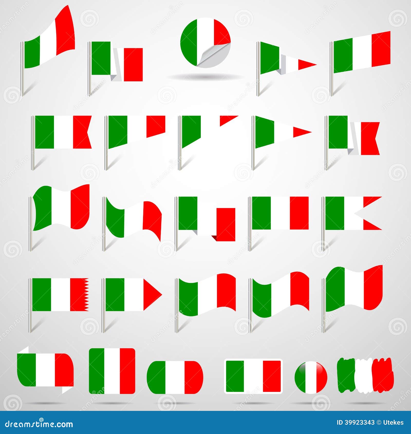 Flags of Italy. stock vector. Illustration of europe - 39923343