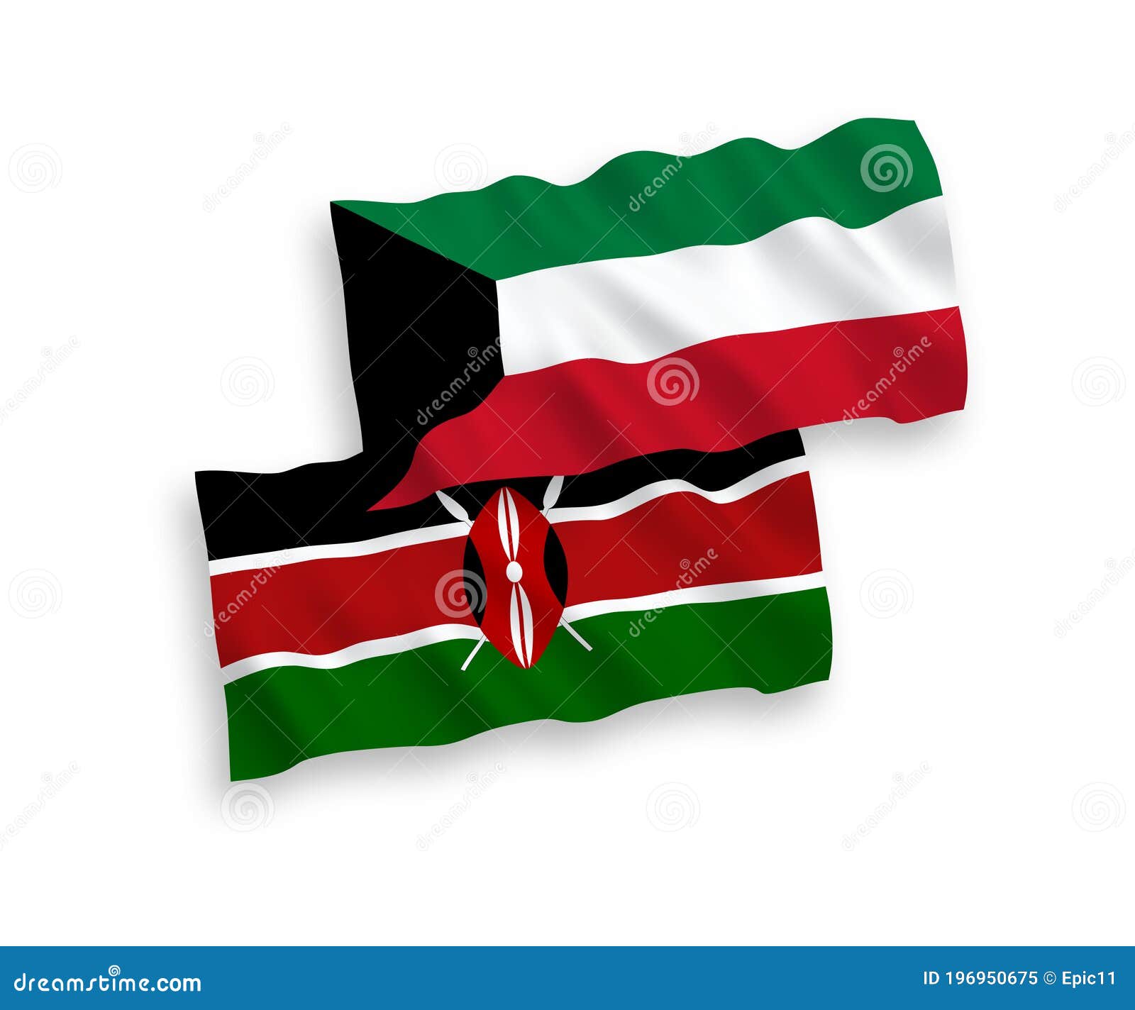 Flags of Kenya and Kuwait on a White Background Stock Vector ...